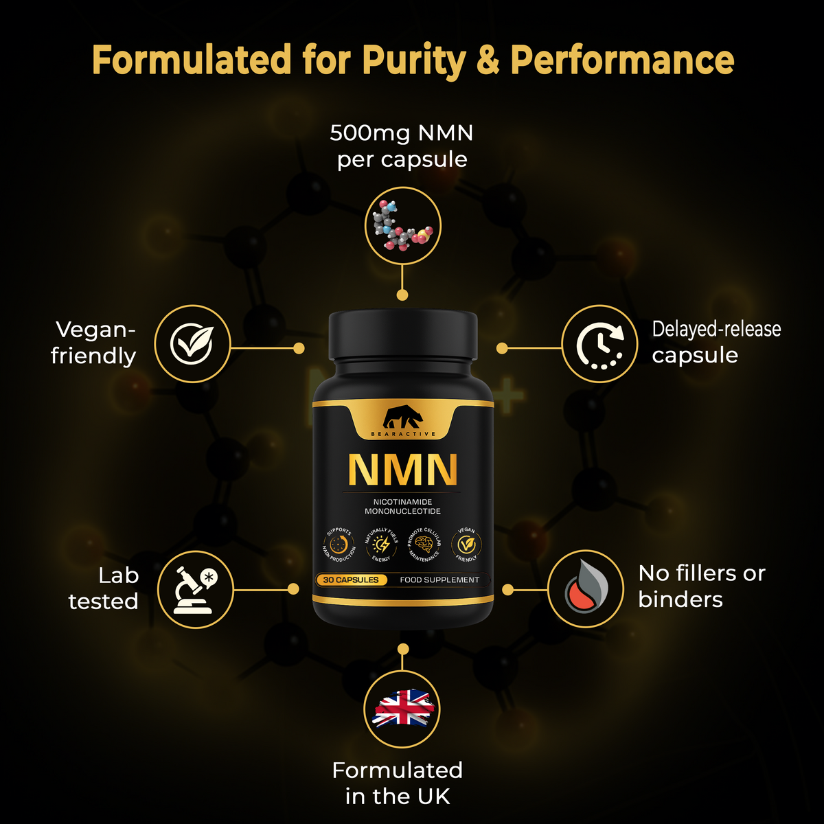 NMN Nicotinamide Mononucleotide 30 Capsules – Bearactive