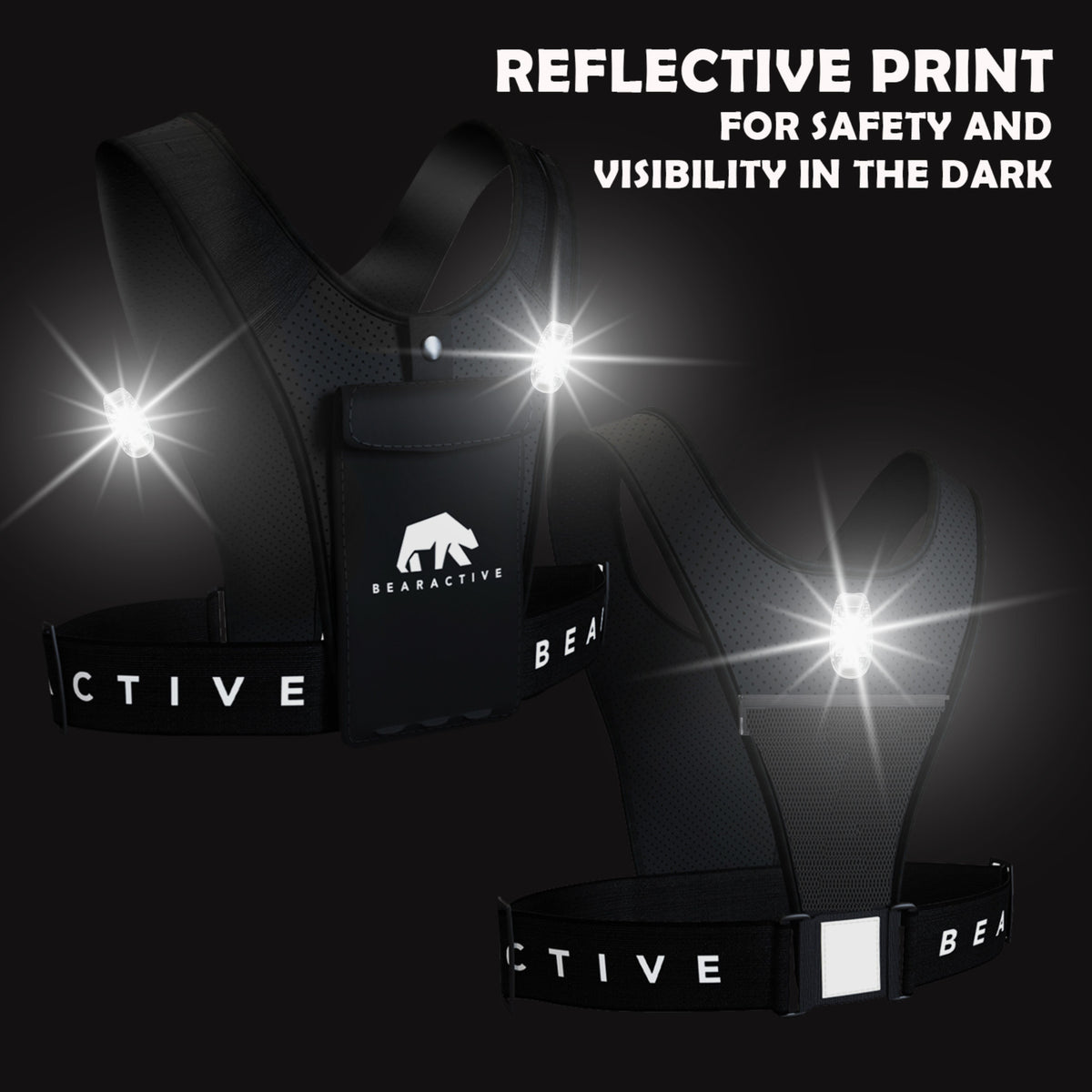 Bearactive LED Light Running Vest with Phone Holder